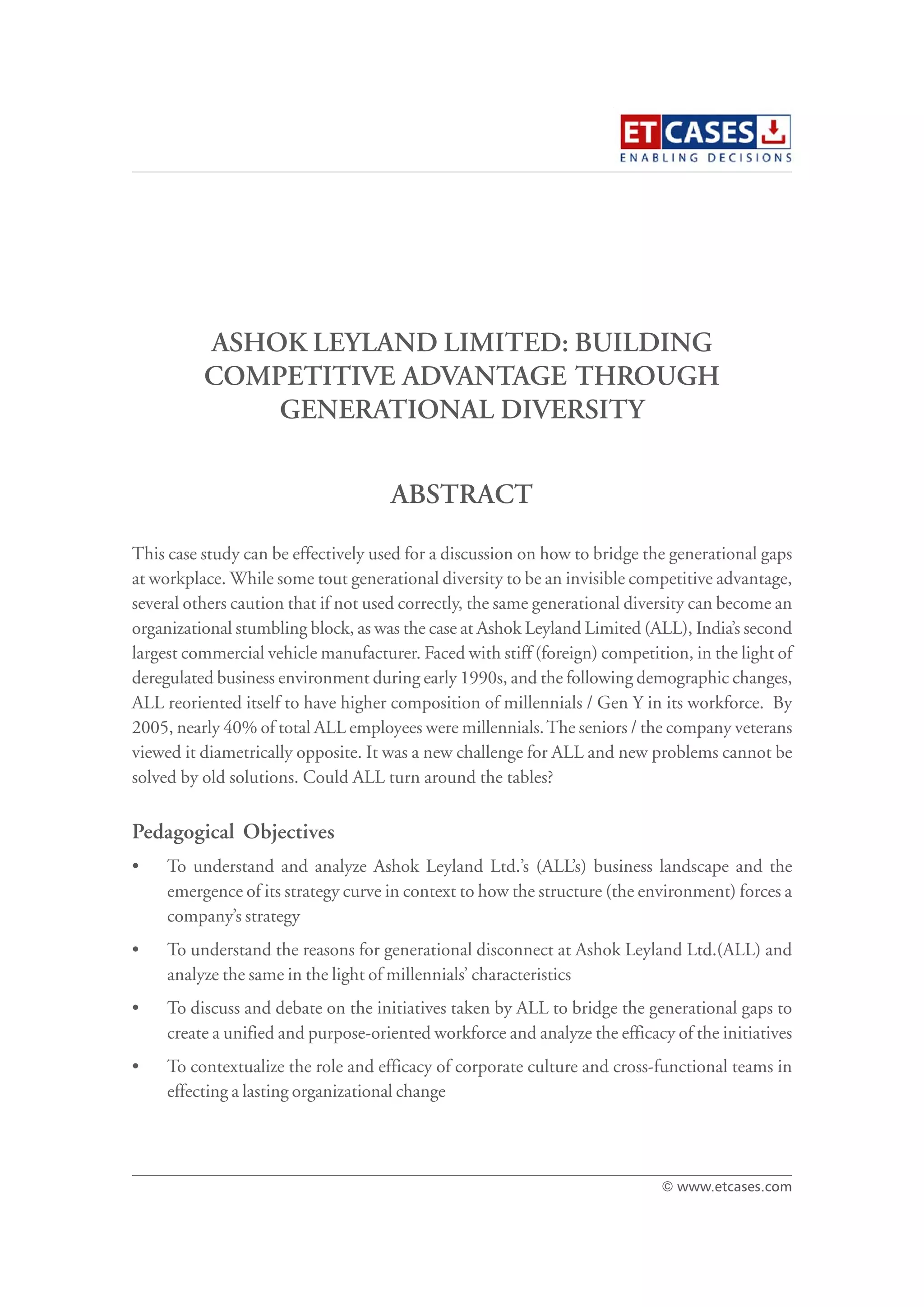 Ashok leyland limited building competitive advantage abstract | PDF