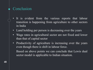 Lewis dual sector model and its applicability to Indian agriculture | PPTX