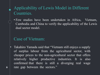 Lewis dual sector model and its applicability to Indian agriculture | PPTX