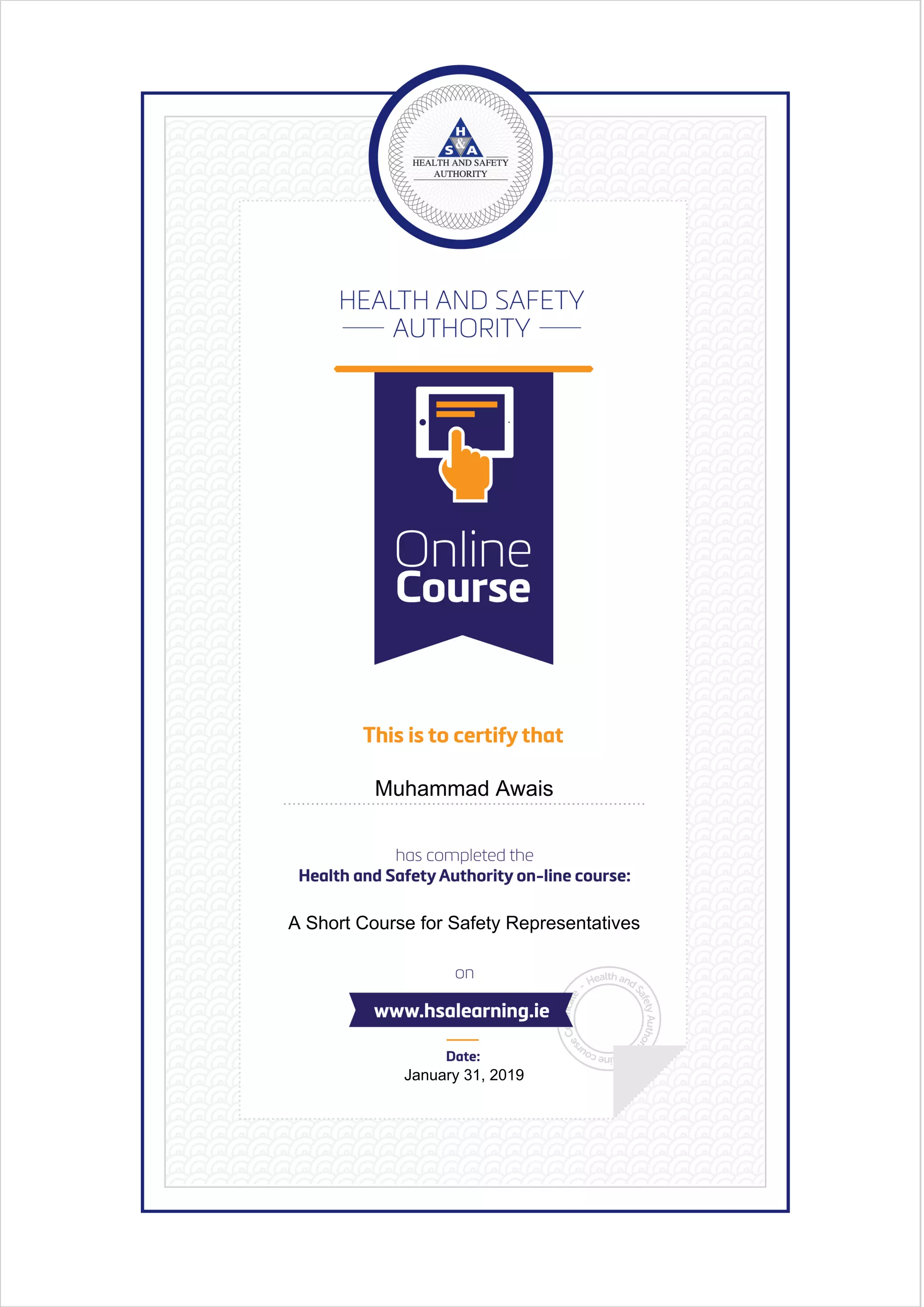 Certificate of Safety Representatives | PDF
