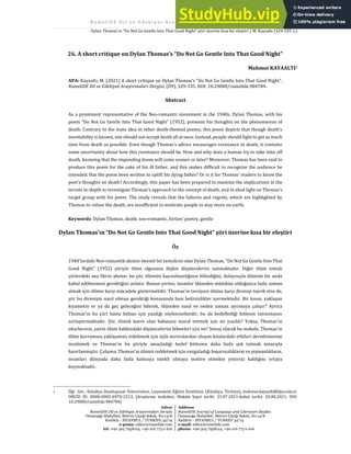 A Short Critique On Dylan Thomas S Quot Do Not Go Gentle Into That Good ...