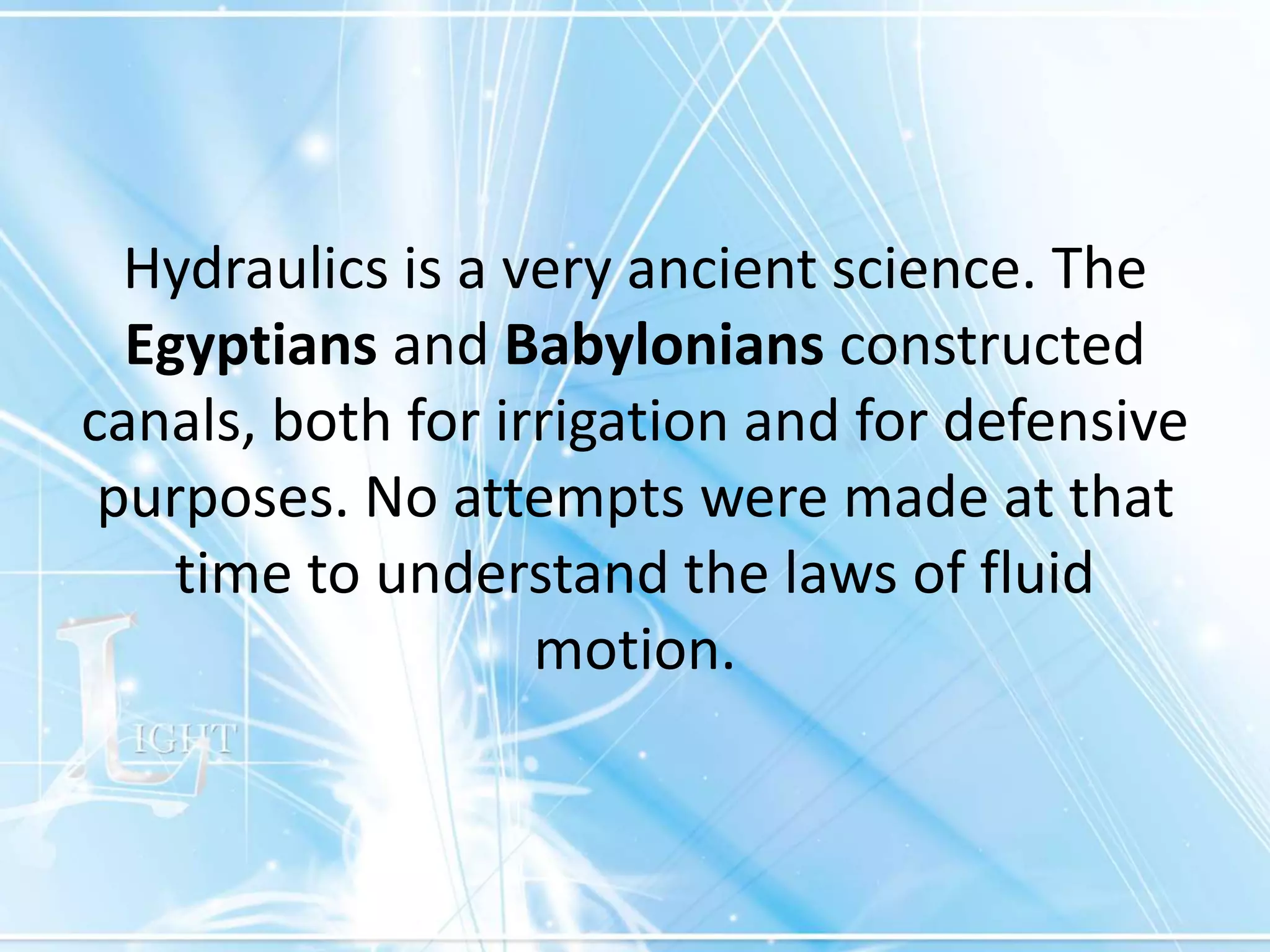 A short history of hydraulics | PPTX