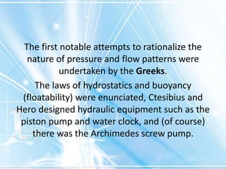 A short history of hydraulics | PPTX