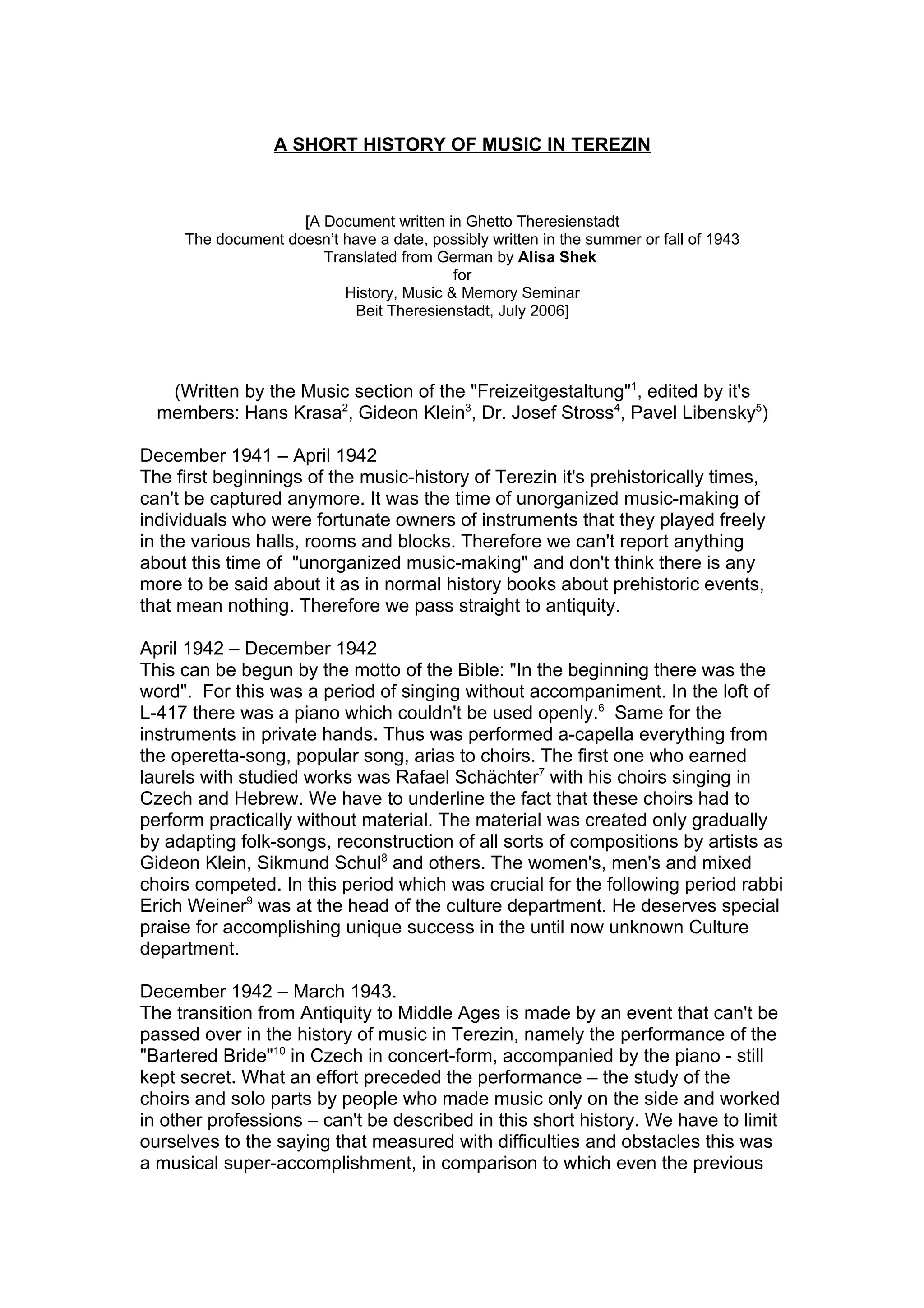 A short history of music in terezin | DOC