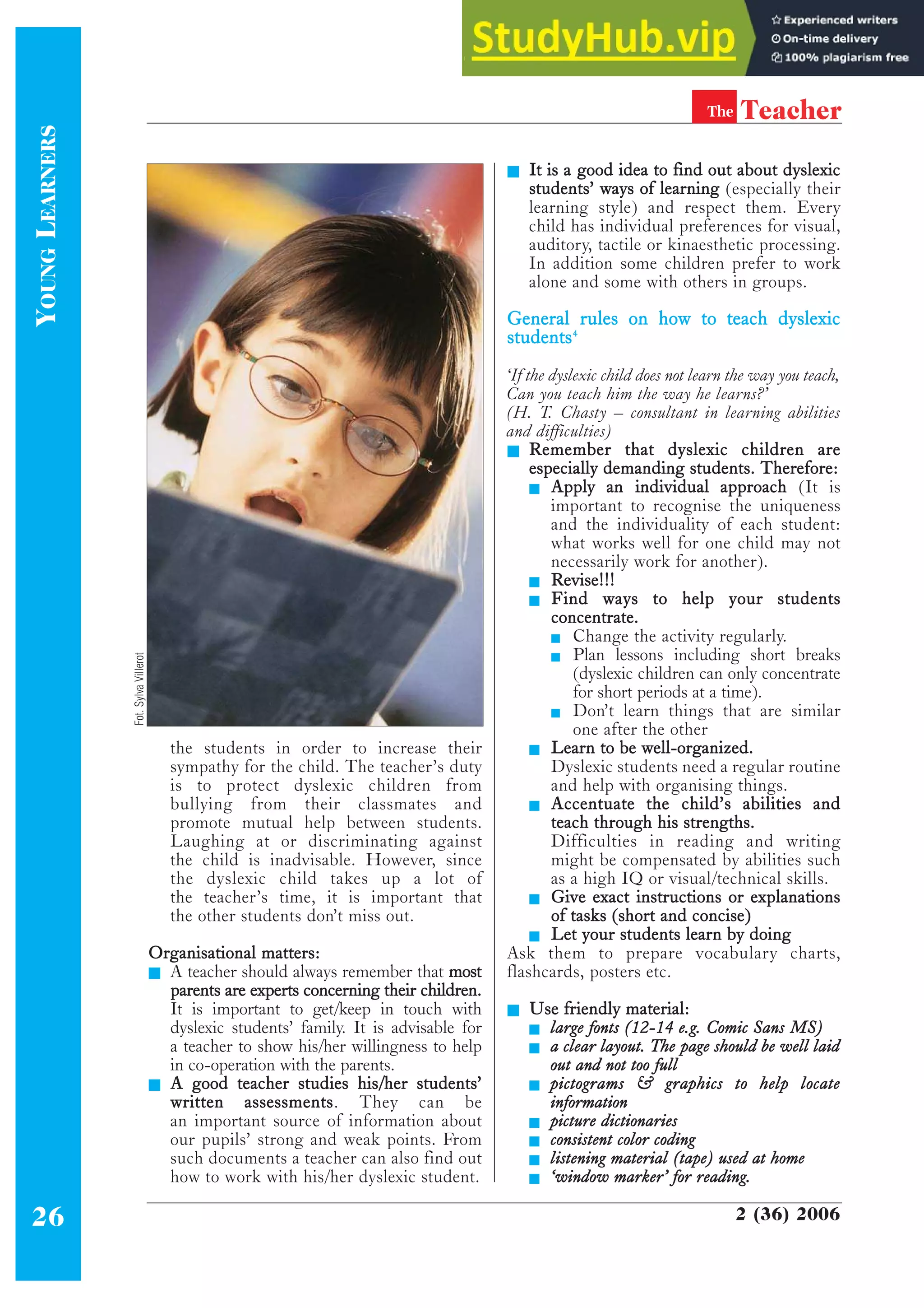 A Short Introduction To Dyslexia | PDF