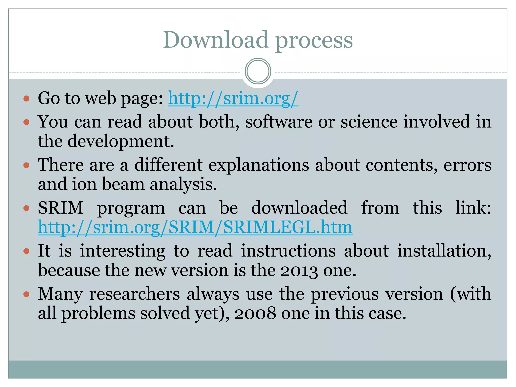 A short introduction to SRIM code | PPTX