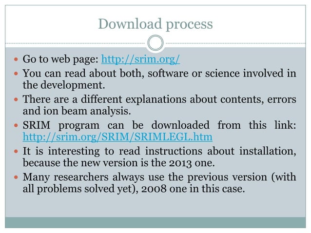 A short introduction to SRIM code | PPTX