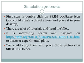 A short introduction to SRIM code | PPTX