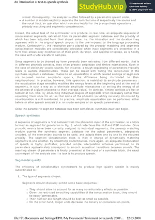 A Short Introduction To Text-To-Speech Synthesis | PDF