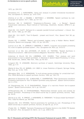 A Short Introduction To Text-To-Speech Synthesis | PDF