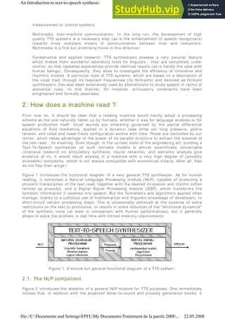 A Short Introduction To Text-To-Speech Synthesis | PDF