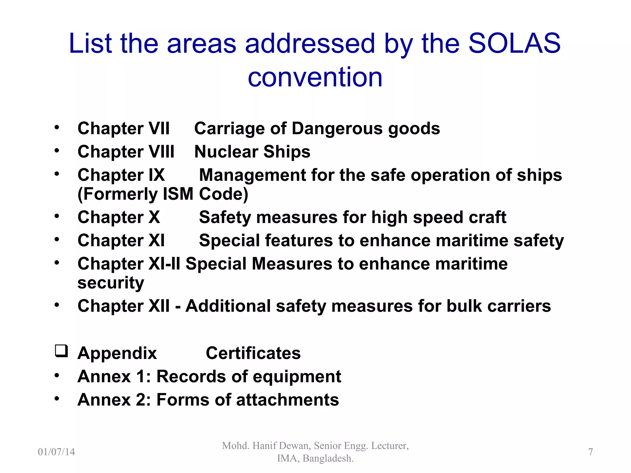 A short note on SOLAS 74 | PDF