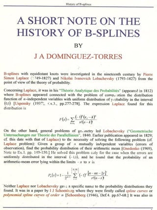 A short note on the history of B-splines | PDF