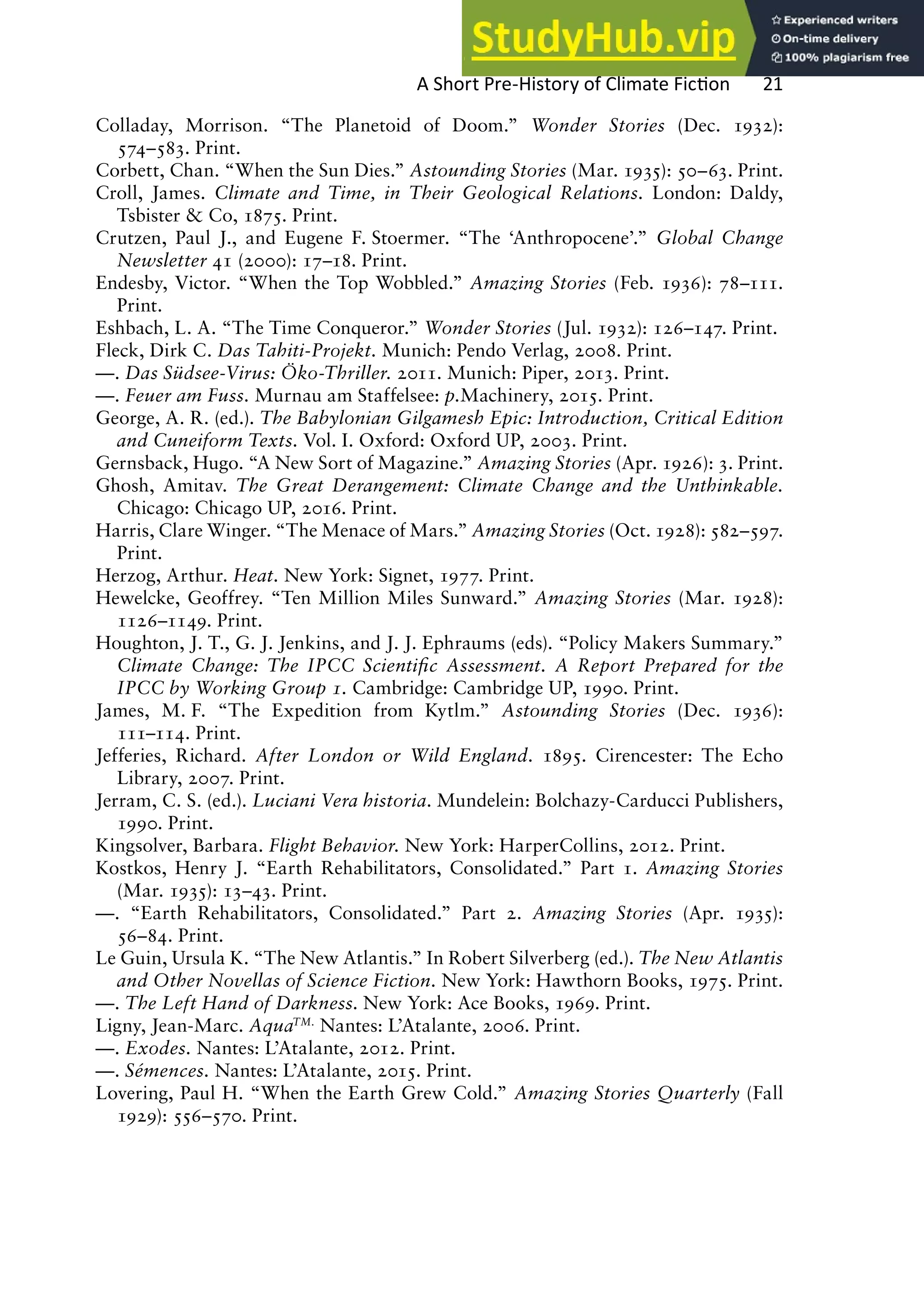 A Short Pre-History Of Climate Fiction | PDF | Geography | Science