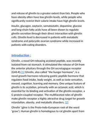 A Short Review on Functions of Ghrelin (Hunger Hormone) | DOCX