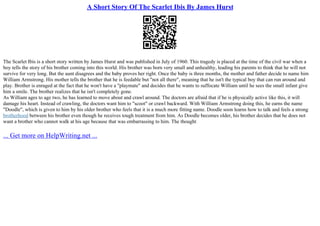 A Short Story Of The Scarlet Ibis By James Hurst | PPT