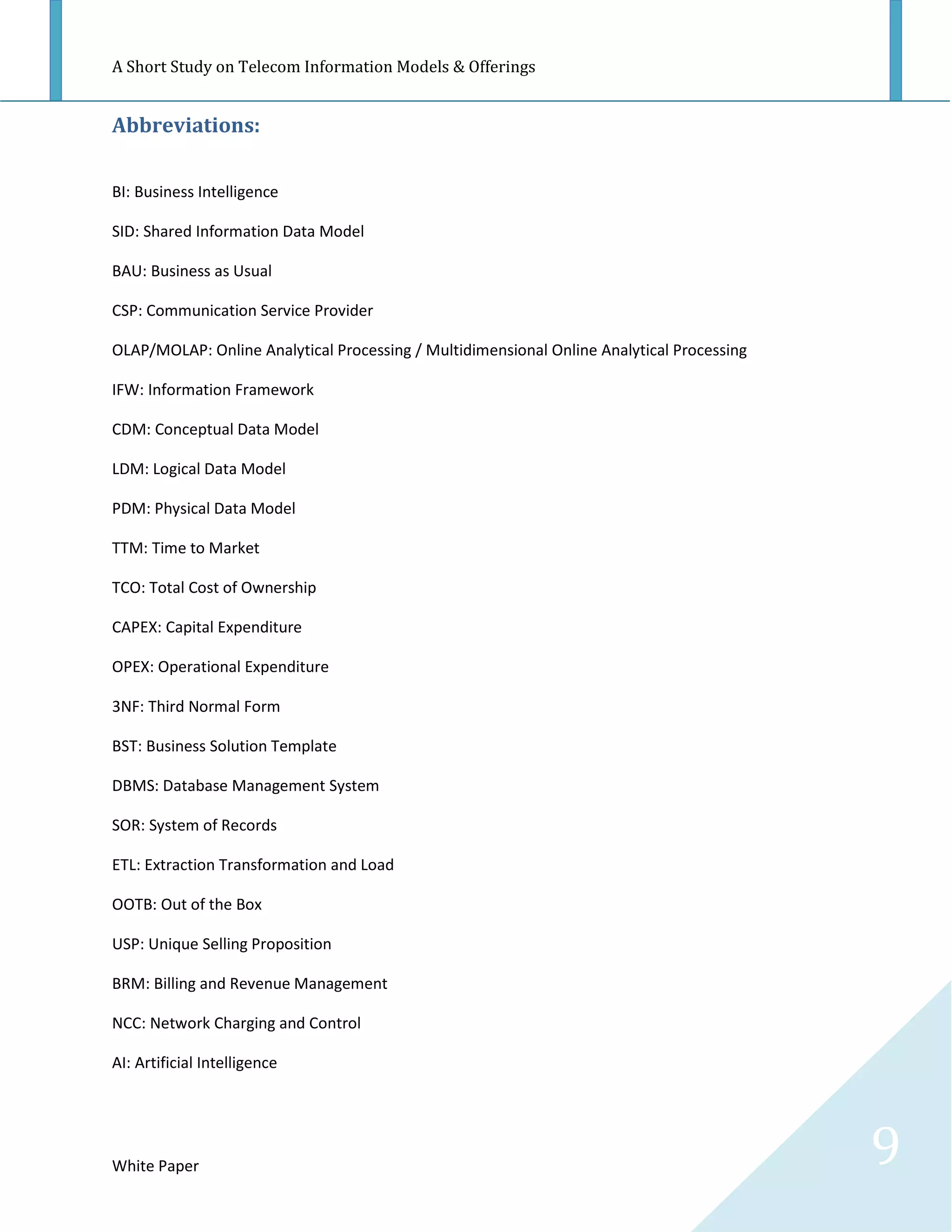 A short study on telecom information models & offerings | PDF ...