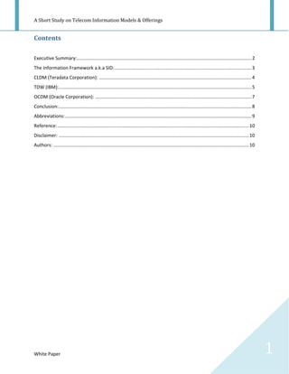 A short study on telecom information models & offerings | PDF ...