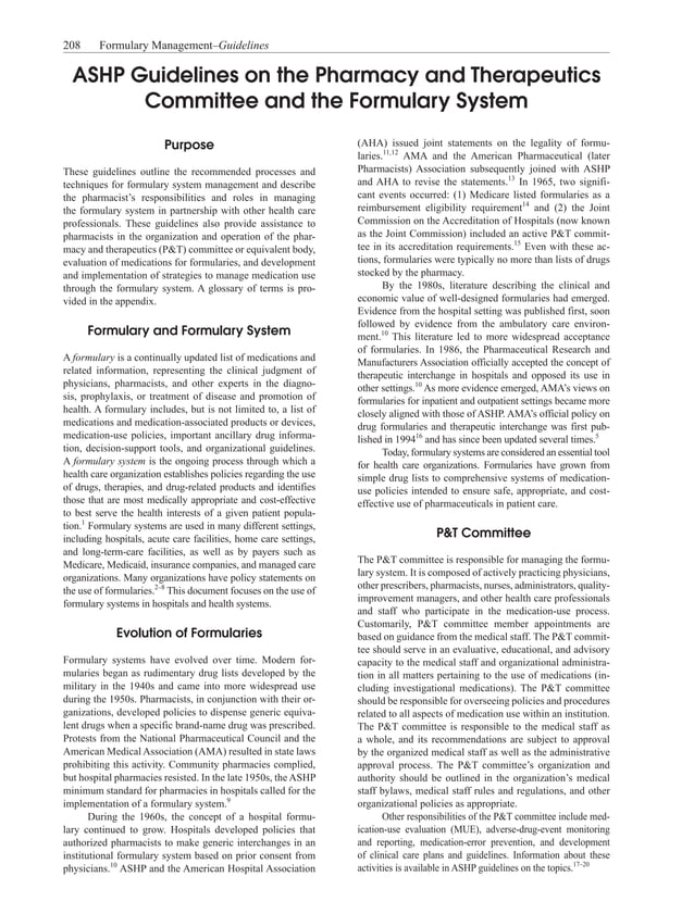Ashp pharmacy-therapeutics-committee-formulary-system | PDF