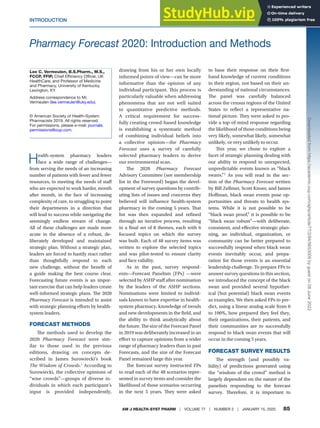 ASHP Foundation Pharmacy Forecast 2020 Strategic Planning Advice For ...