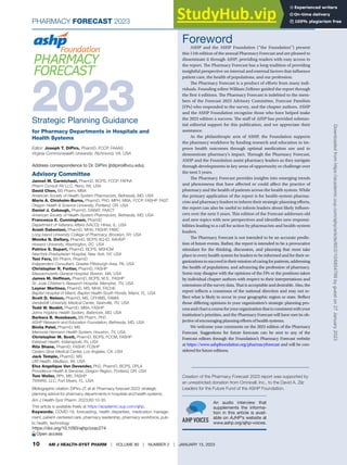 ASHP Foundation Pharmacy Forecast 2023 Strategic Planning Guidance For ...