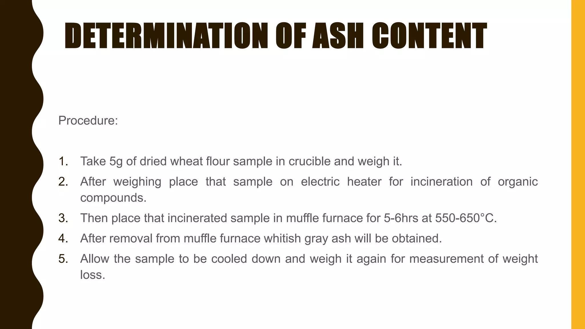 Determination of Ash content in food samples | PPTX