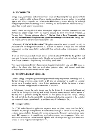 PCM Thermal Energy Storage Systems; Ashrae 2004 Conference Paper | PDF