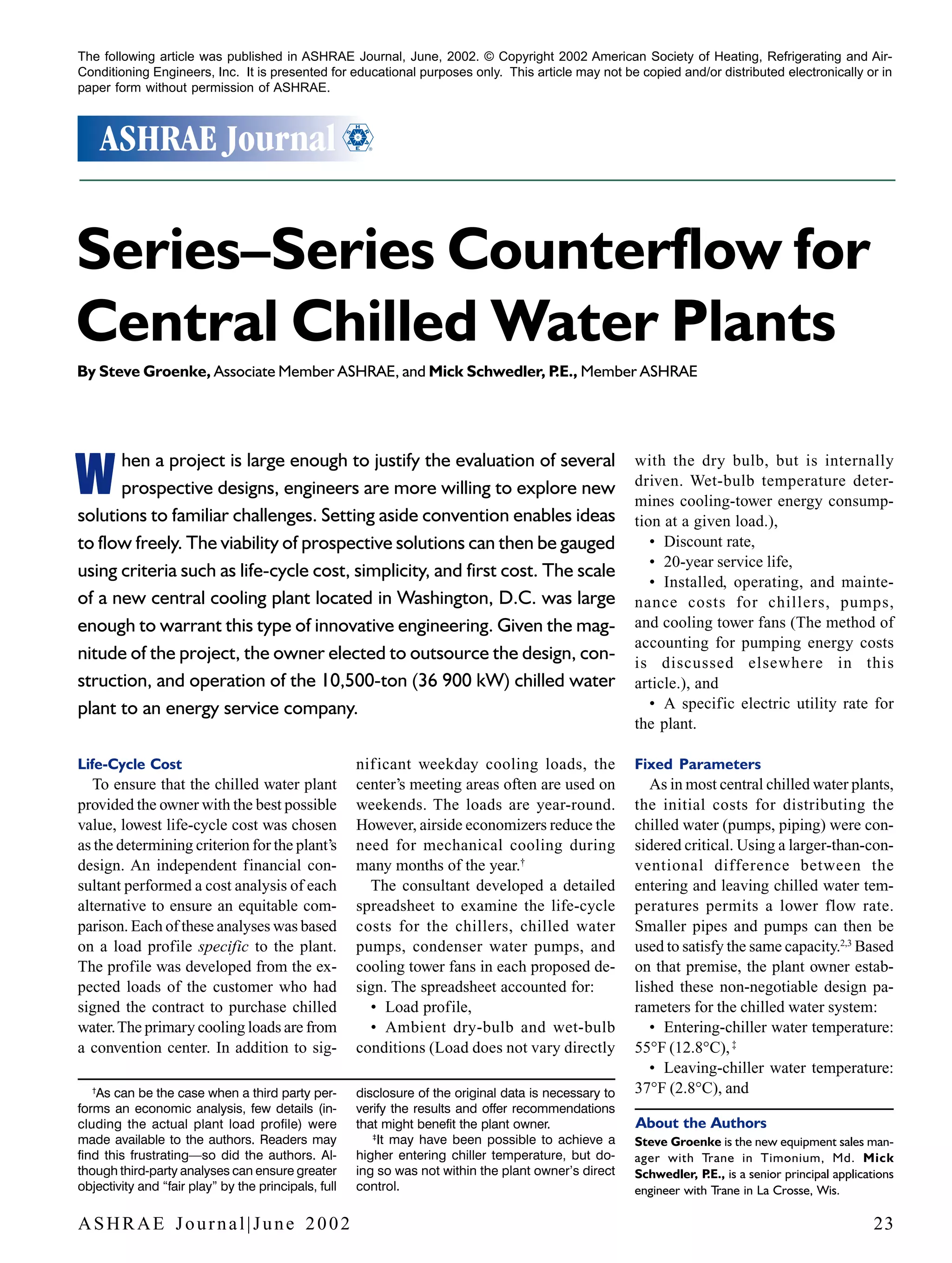 Ashrae chillers inseries | PDF