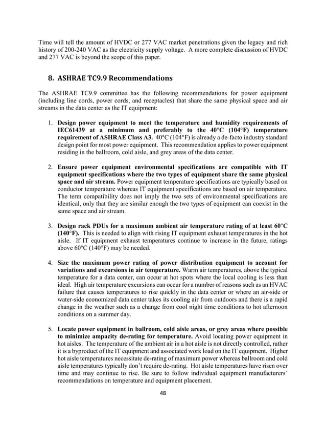 ASHRAE TC9.9 - DATA CENTER STANDARD AND BEST PRACTICES | PDF