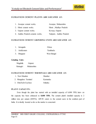PROJECT ON ULTRATECH CEMENT | DOCX