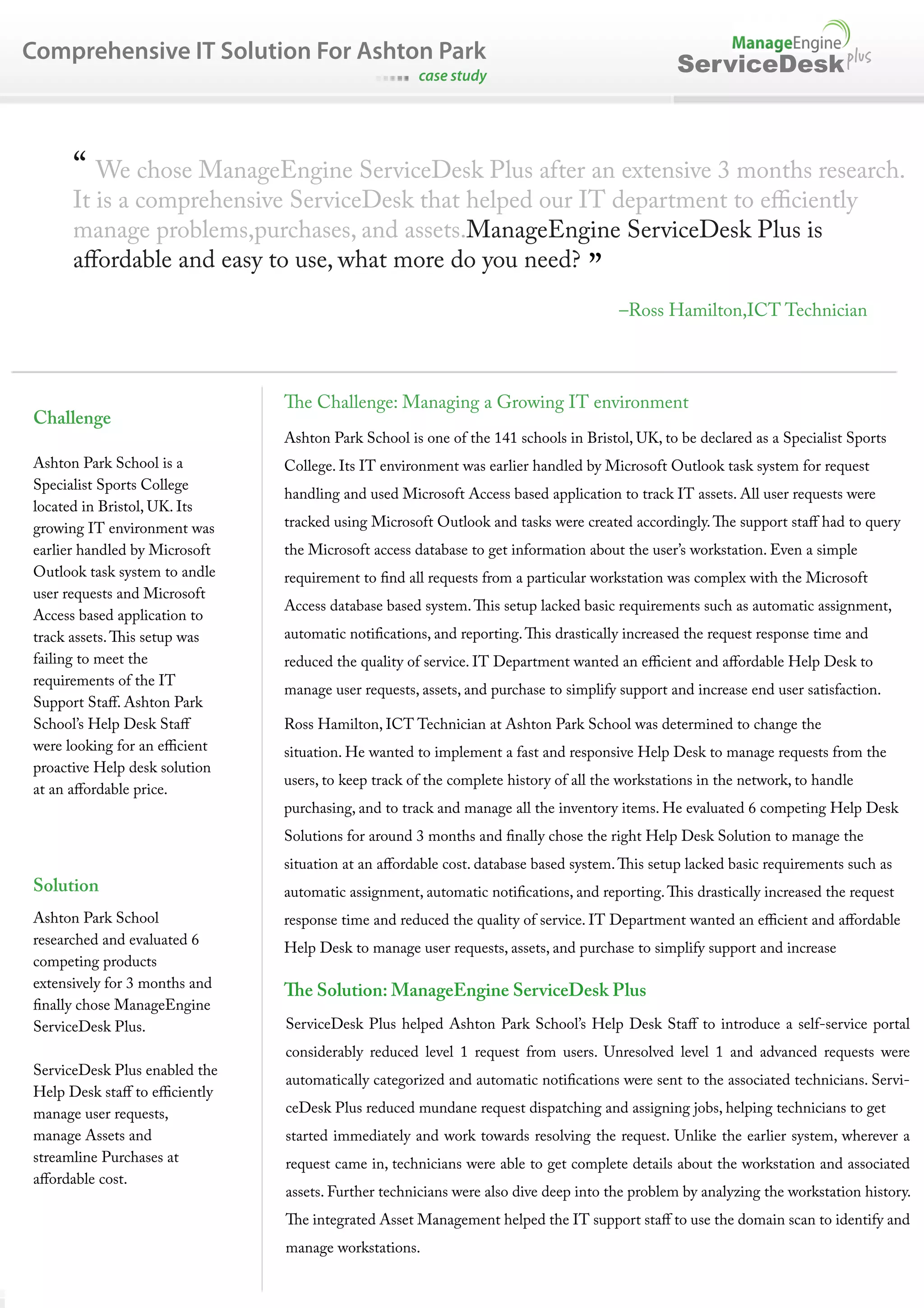 Case Study from Ashton Park School | PDF