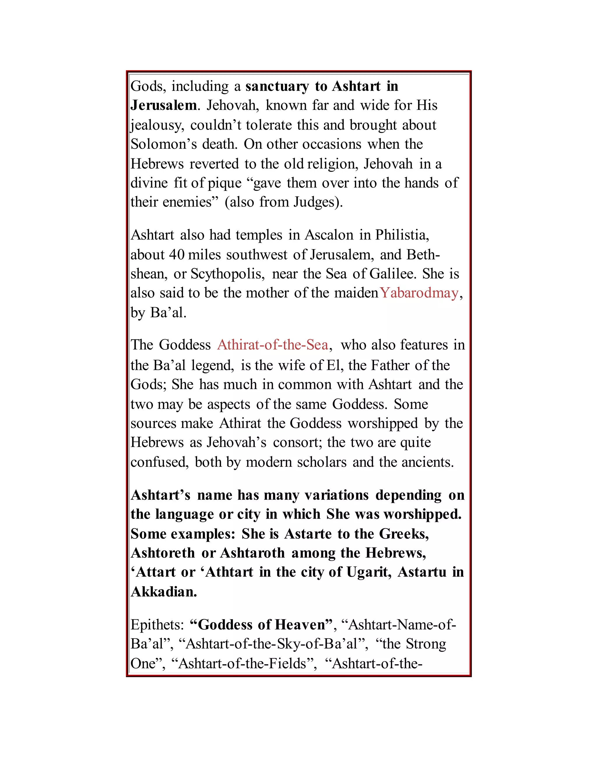 Ashtoreth, chief pagan semitic goddess of war and sex fertility , queen ...