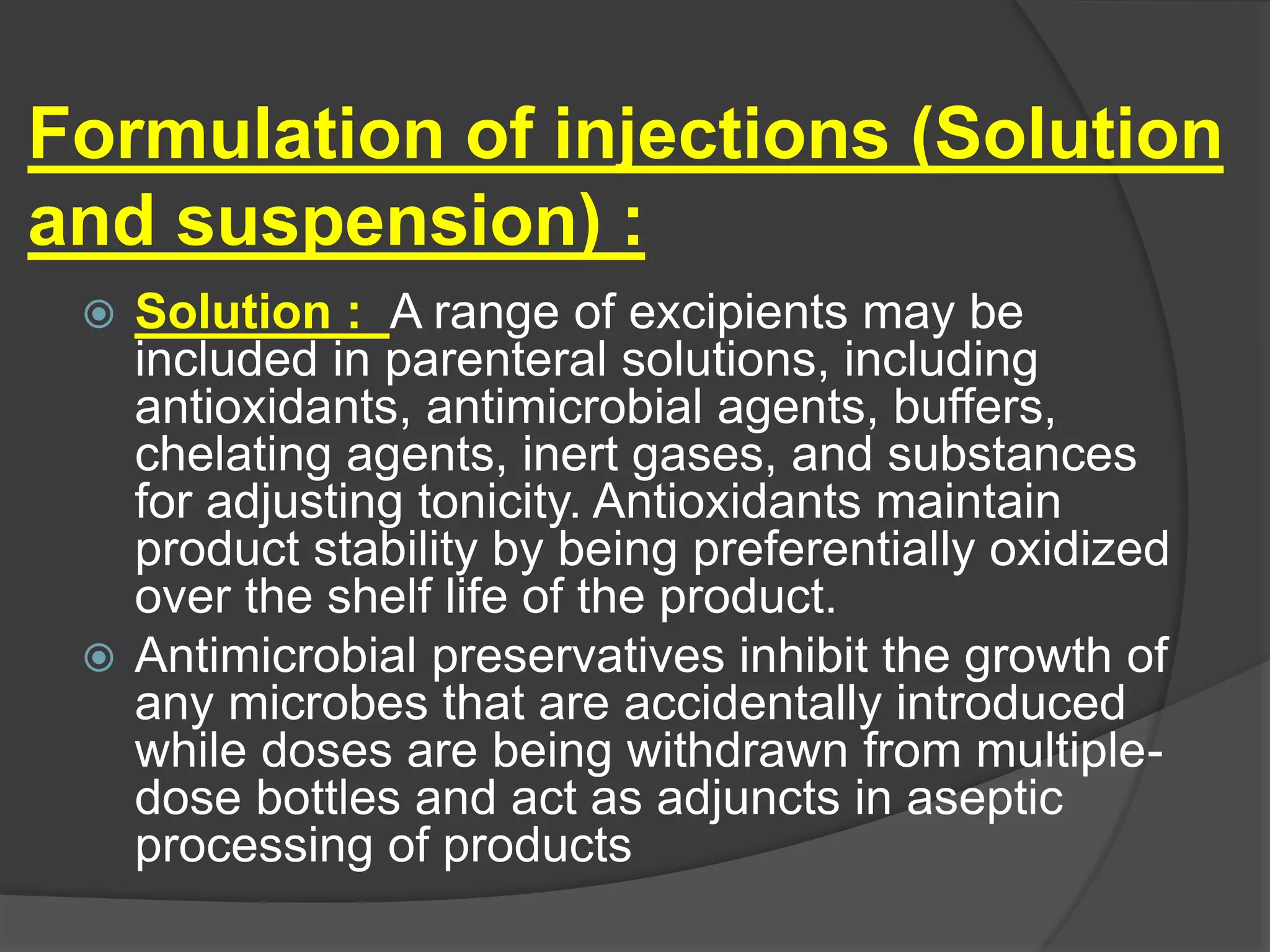 Formulations of injections | PPTX