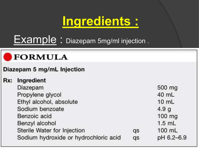 Formulations of injections | PPTX | Chemistry | Science