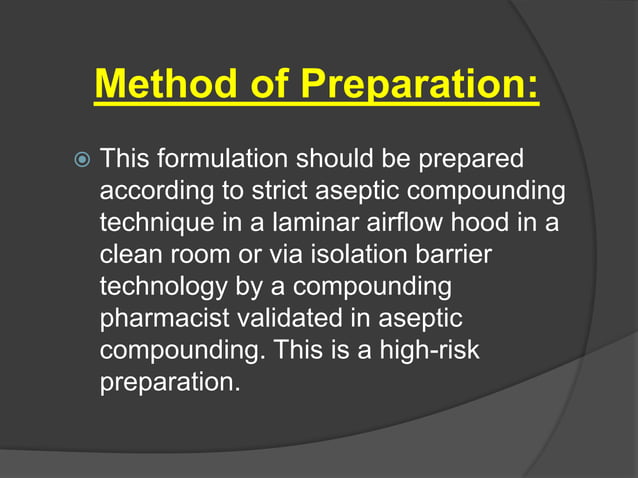 Formulations of injections | PPTX | Chemistry | Science