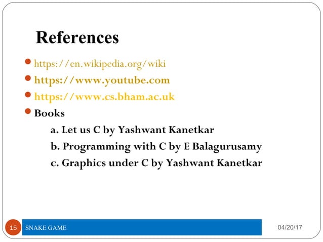 project on snake game in c language | PPT