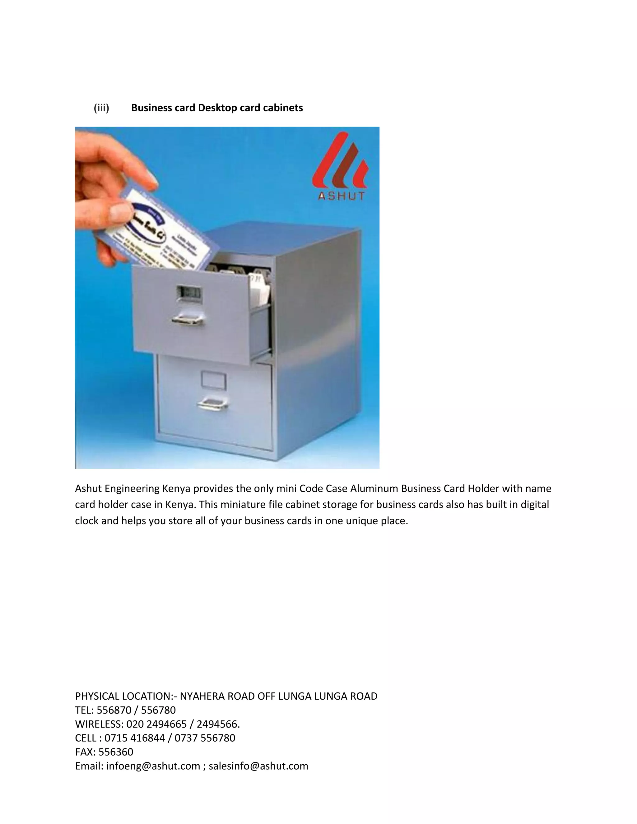 Ashut engineering kenya card filing cabinets | PDF