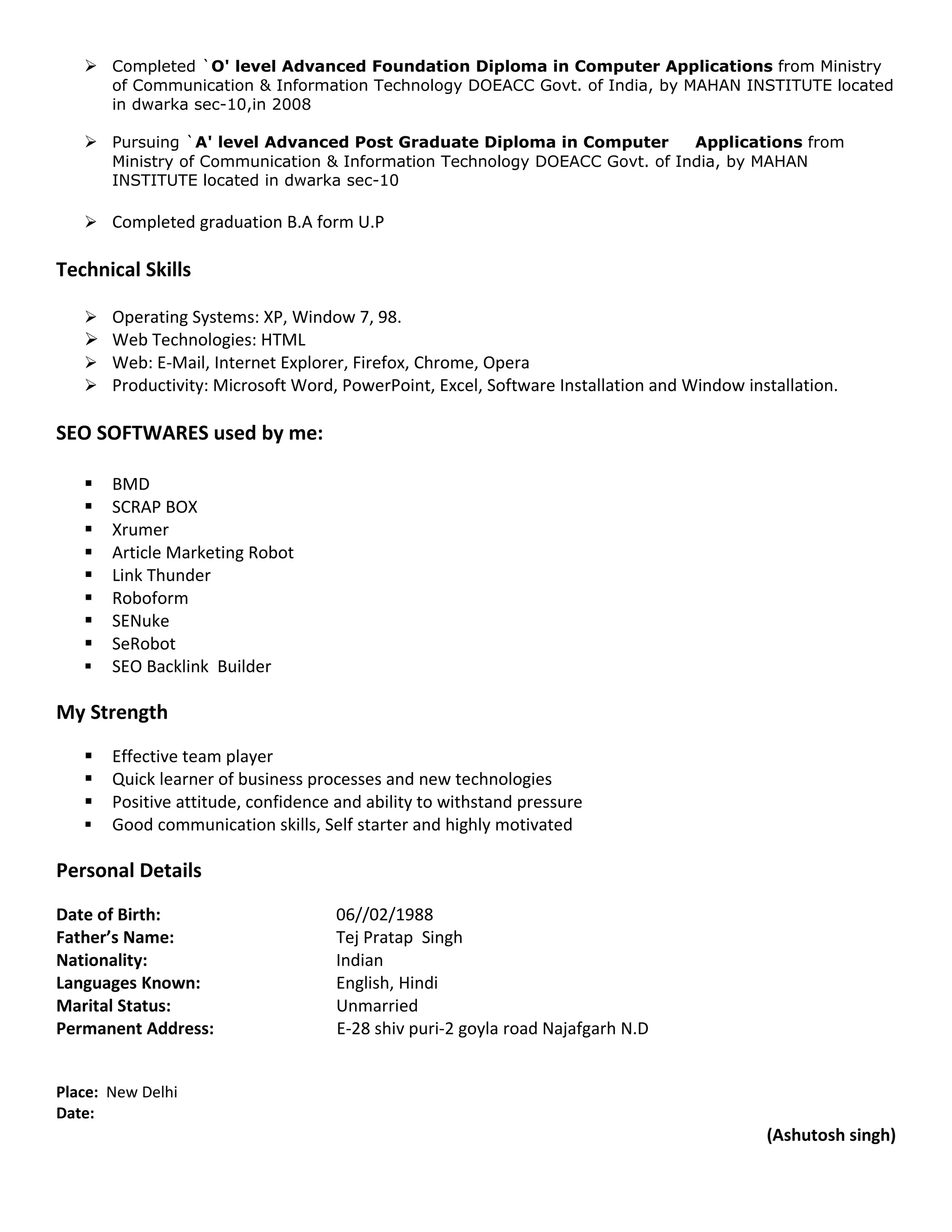 Ashutosh resume | DOC