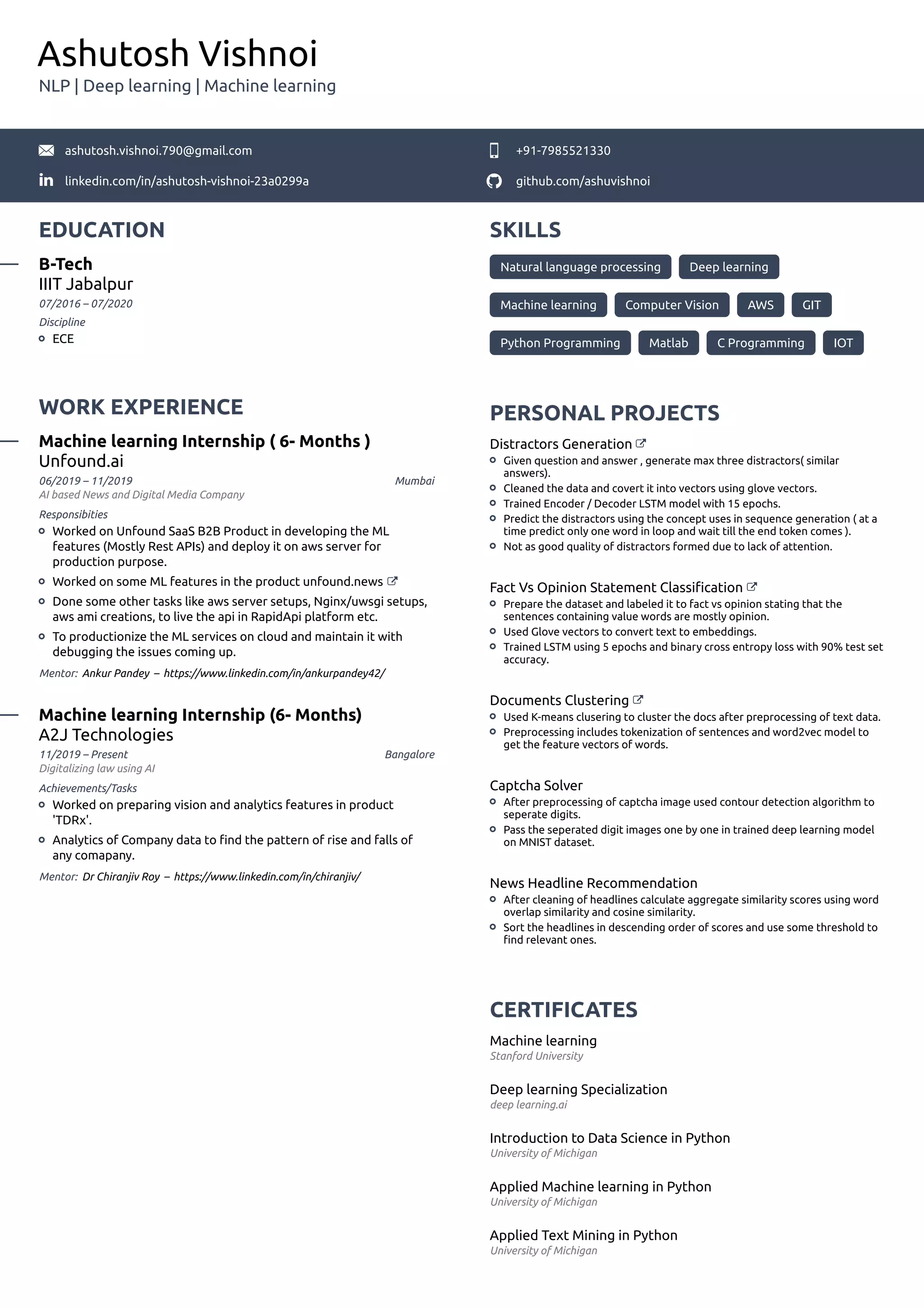Ashutosh's resume | PDF