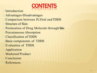 Transdermal drug delivery system | PPT