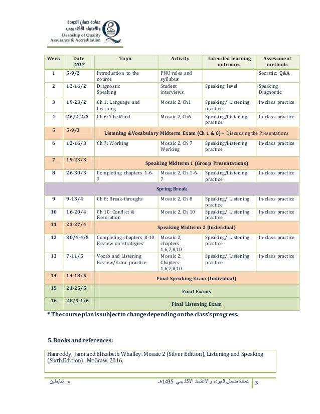 Ashwag 2017 - Advanced Listening & Speaking Course Syllabus