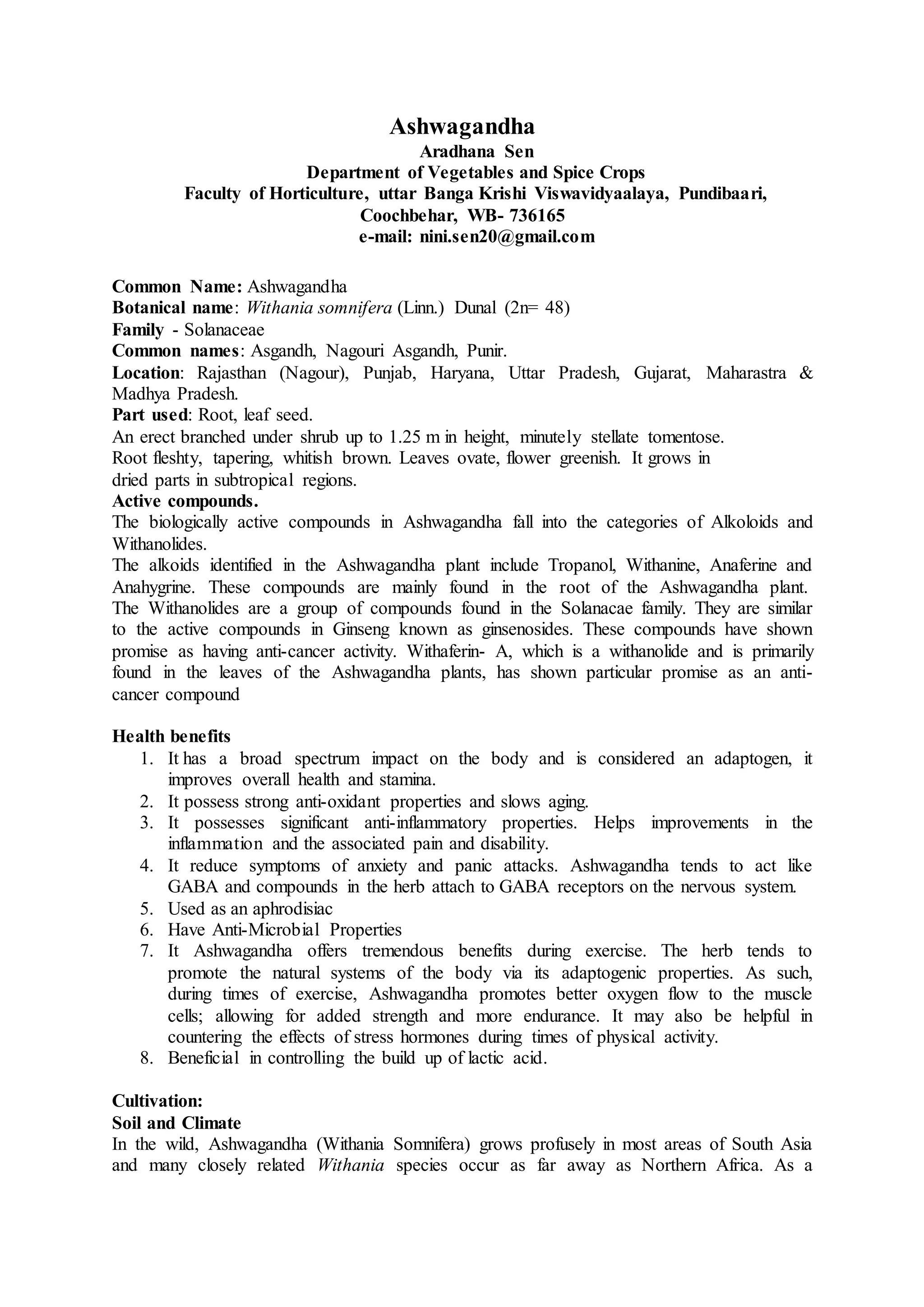 Ashwagandha | DOCX