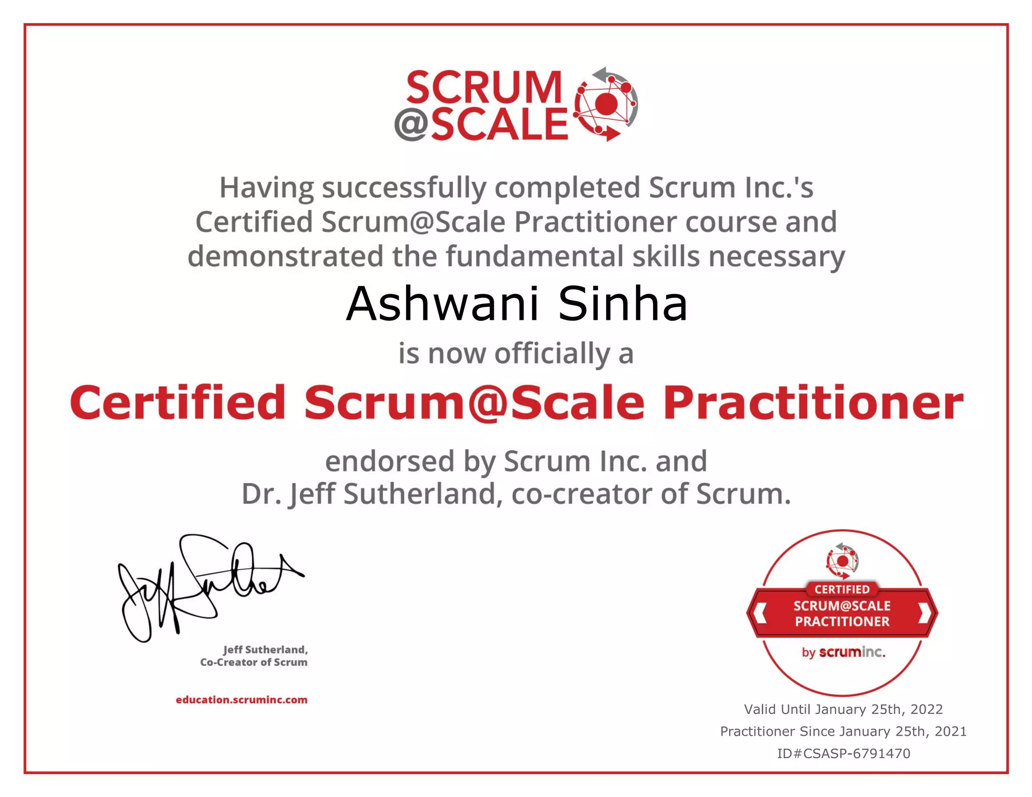 Ashwani Kumar Sinha (scrum@scale practitioner) | PPT