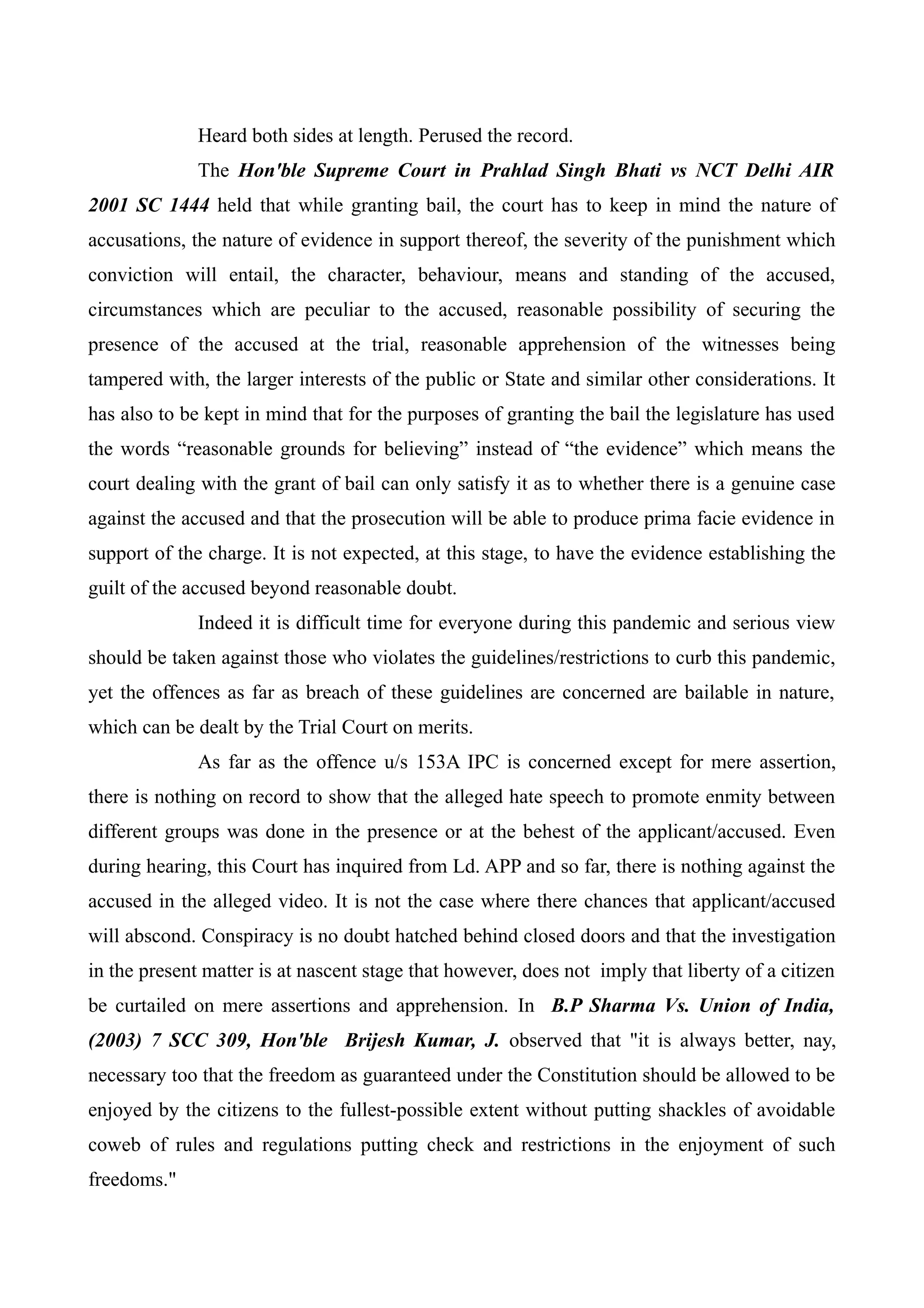 Ashwini upadhyay bail order | PDF