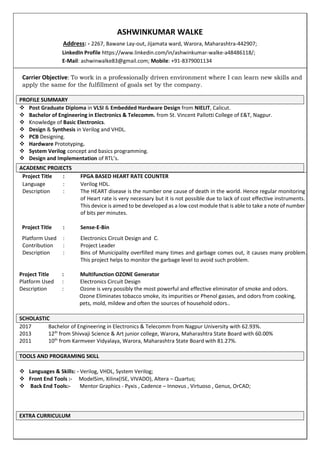 Ashwinkumar walke resume_vlsi&embedded_feb_nielit_2018 | PDF ...