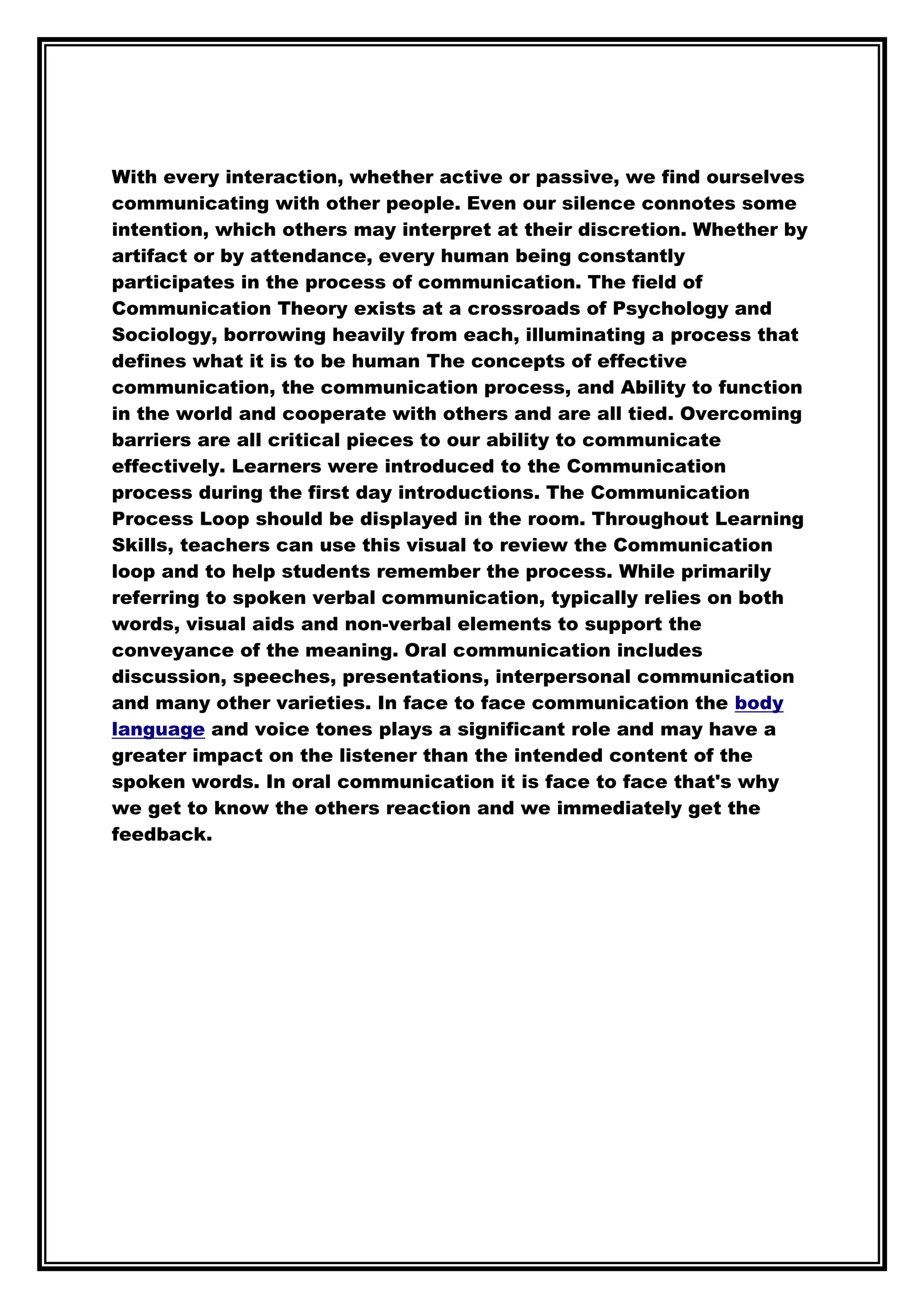 Report of introduction to communication | DOCX
