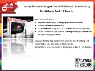 Asia Media-Malaysia\'s TransitTV Network | PPTX