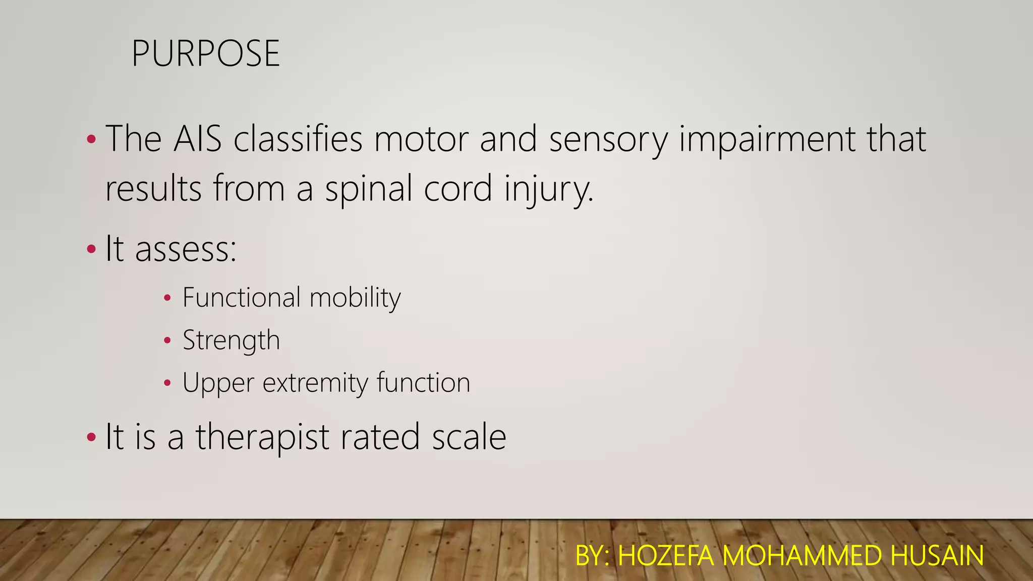 AIS - ASIA Impairment Scale | PPTX