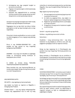 Asian History - Hand-out # 2 | PDF