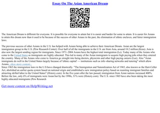 Asian American And Asian Americans | PDF